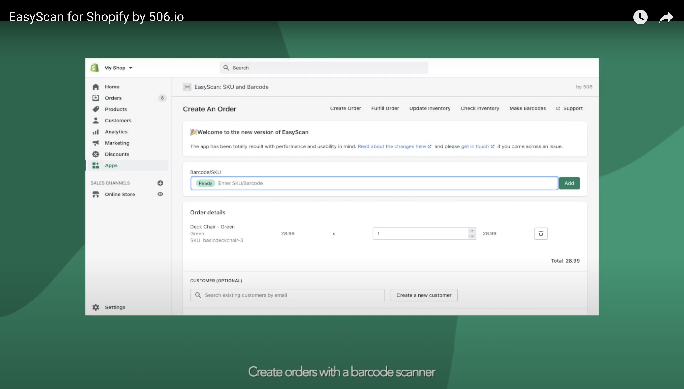 EasyScan | Shopify App | Create & Fulfill Order | SKU | 506